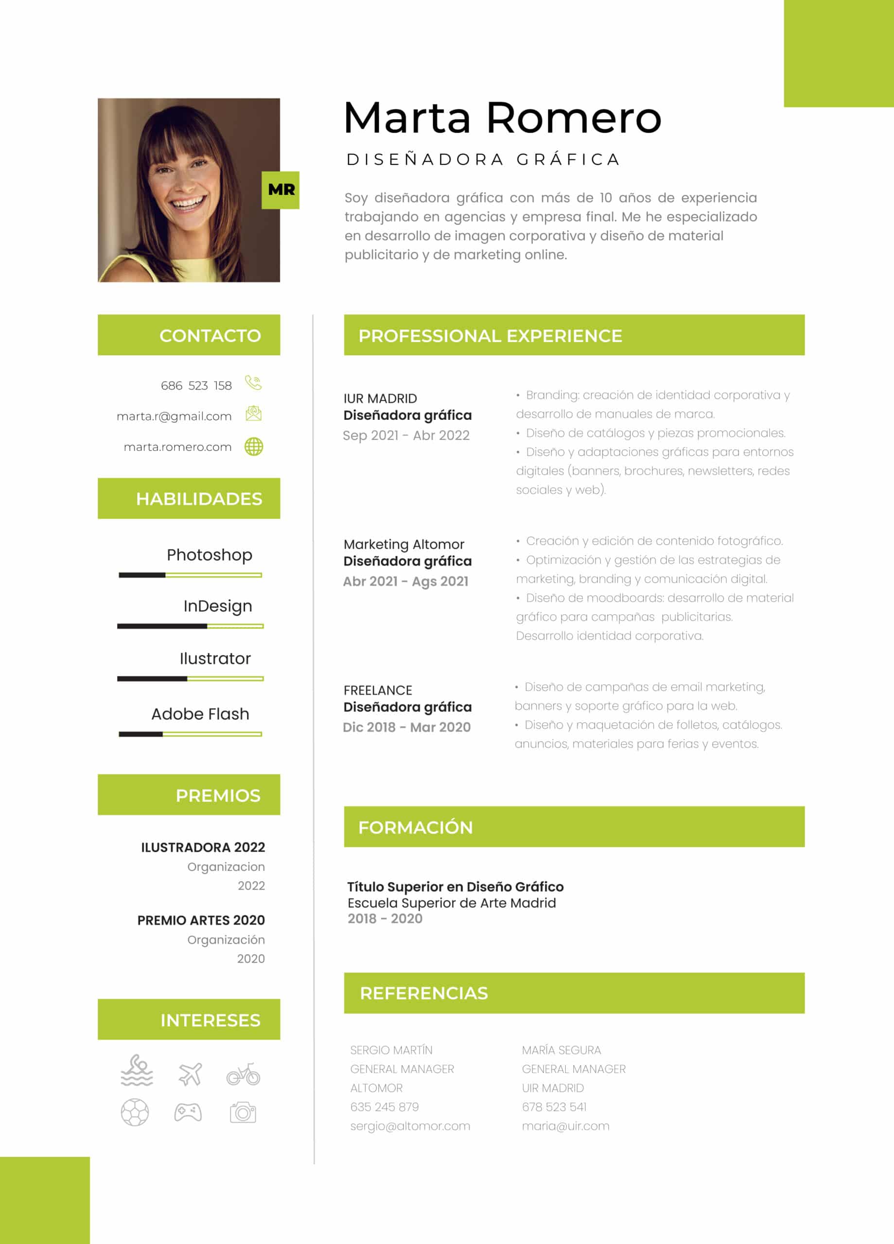 Curriculum para un Diseñador Gráfico | Ejemplos e Ideas